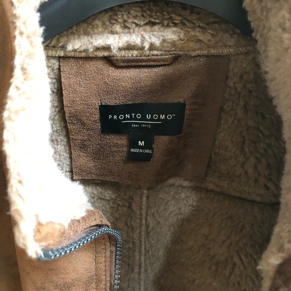 Pronto Uomo | Jackets & Coats | Pronto Uomo Brown Faux Shearling Modern ...